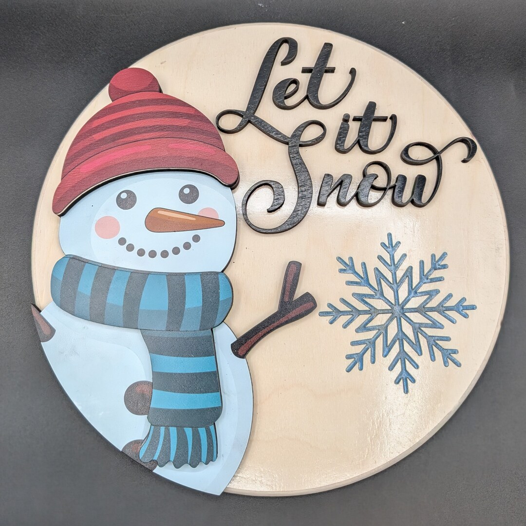Let It Snow Winter Wooden Door Sign – Rustic Home Decor, Outdoor Porch ...