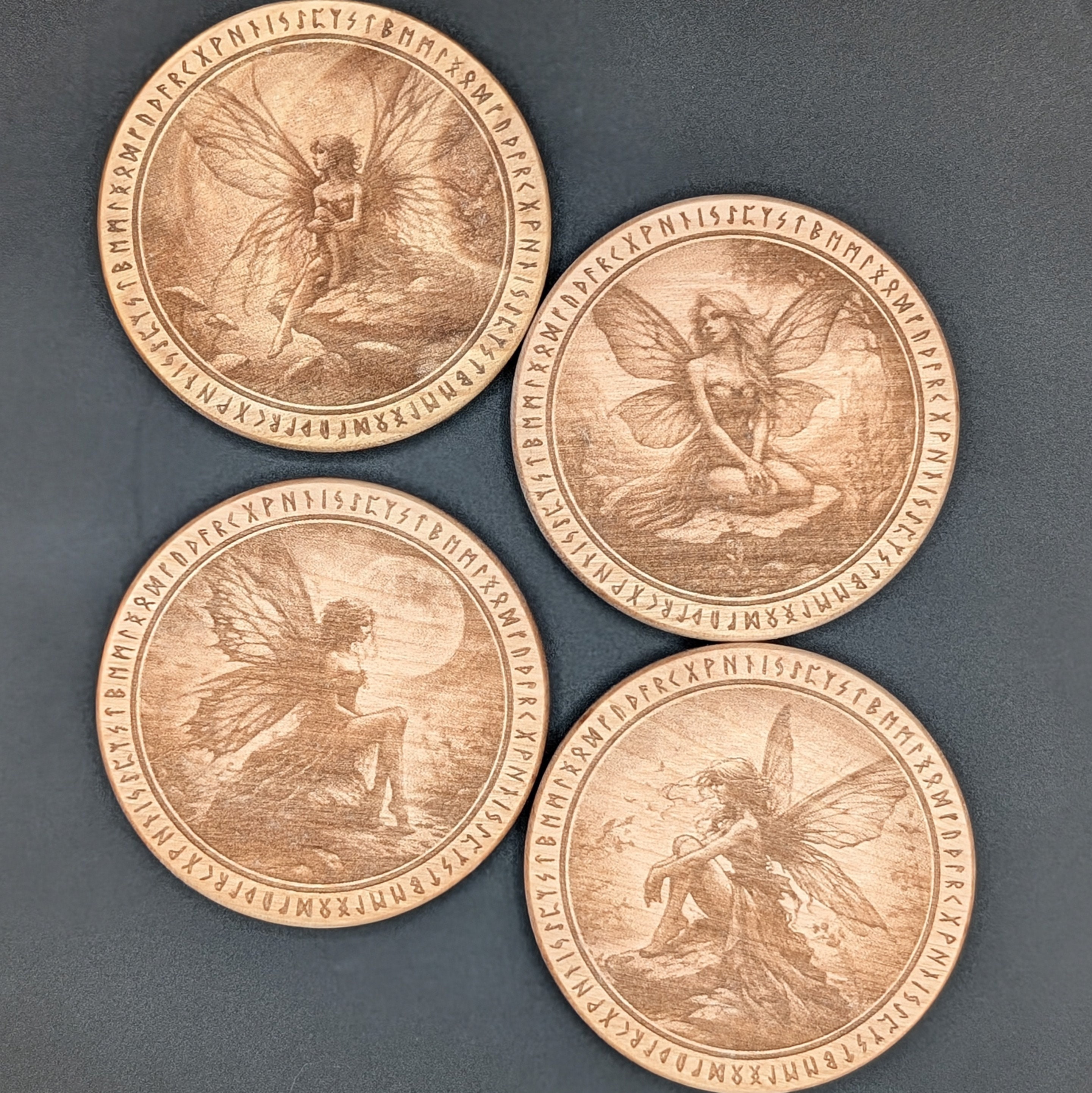 Enchanted Fairy Fantasy Coasters Handmade Birch Hardwood Coaster Set ...