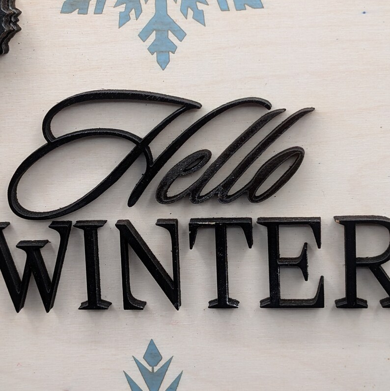 Hello Winter Wooden Door Sign – Rustic Home Decor, Outdoor Porch Sign ...