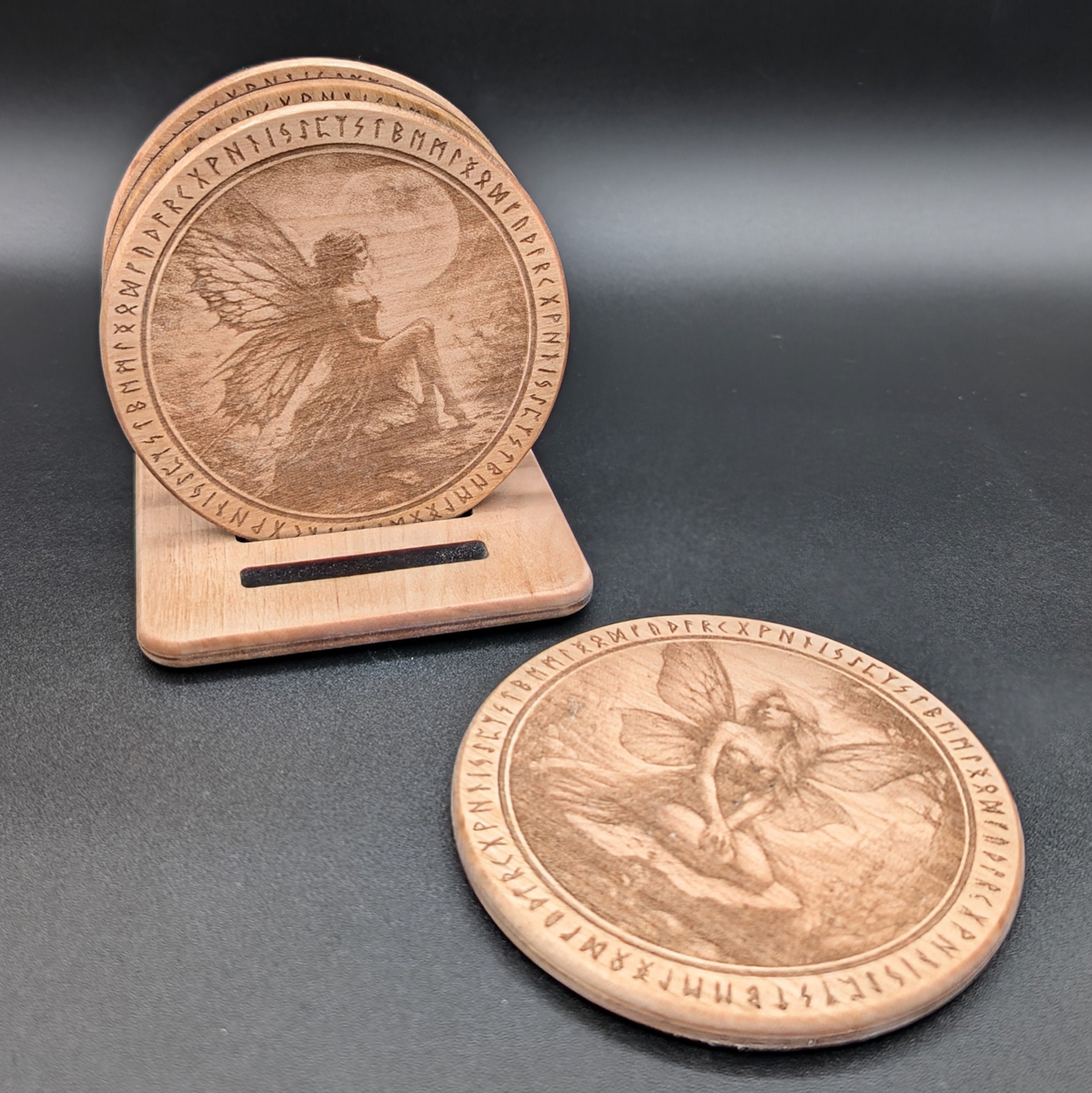 Enchanted Fairy Fantasy Coasters Handmade Birch Hardwood Coaster Set ...