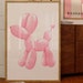 Pink Balloon Dog Printable Wall Art, Preppy Pink Bedroom Decor Teens ...