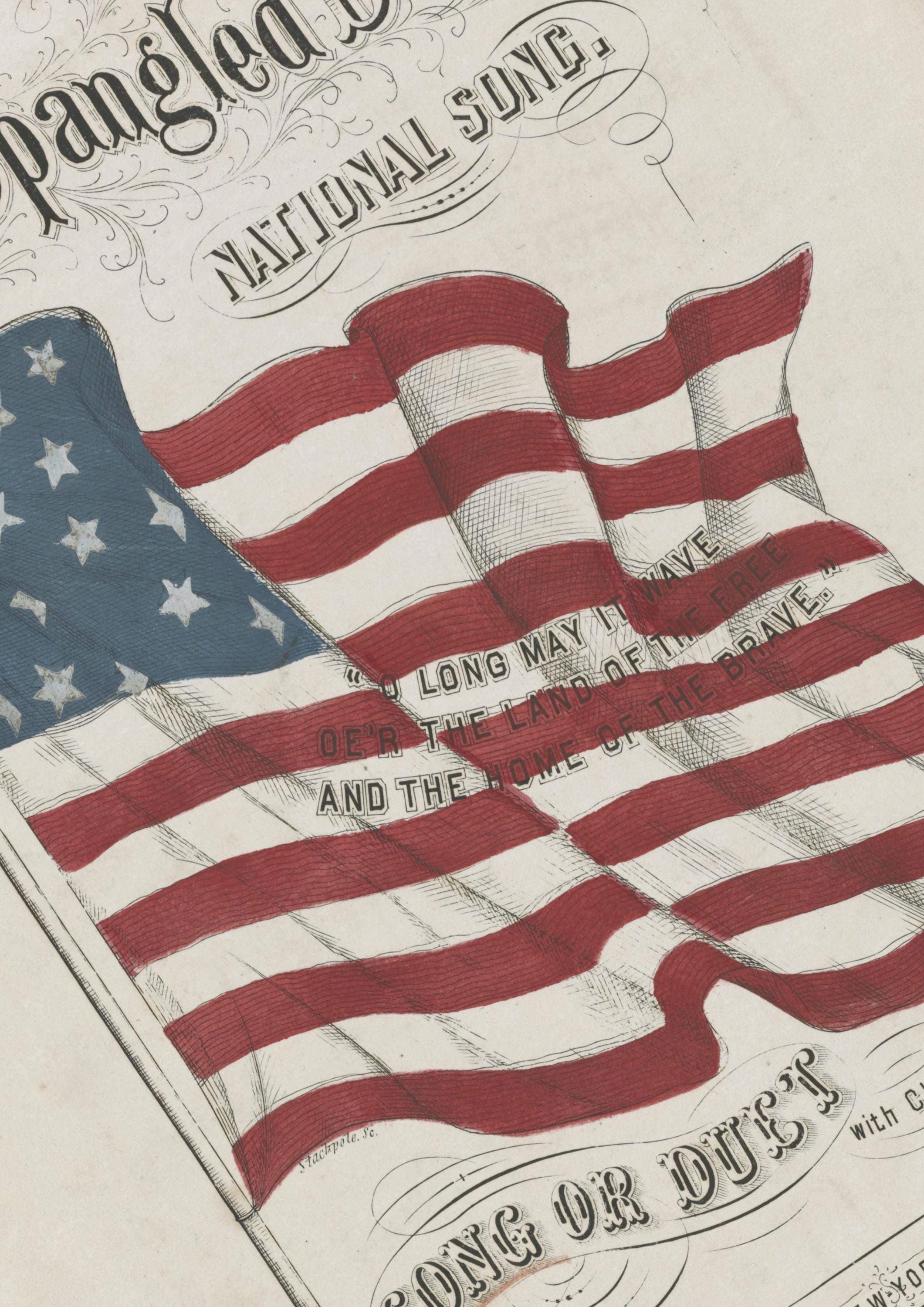 Vintage Star Spangled Banner Print, American Flag Wall Art, Stars and ...