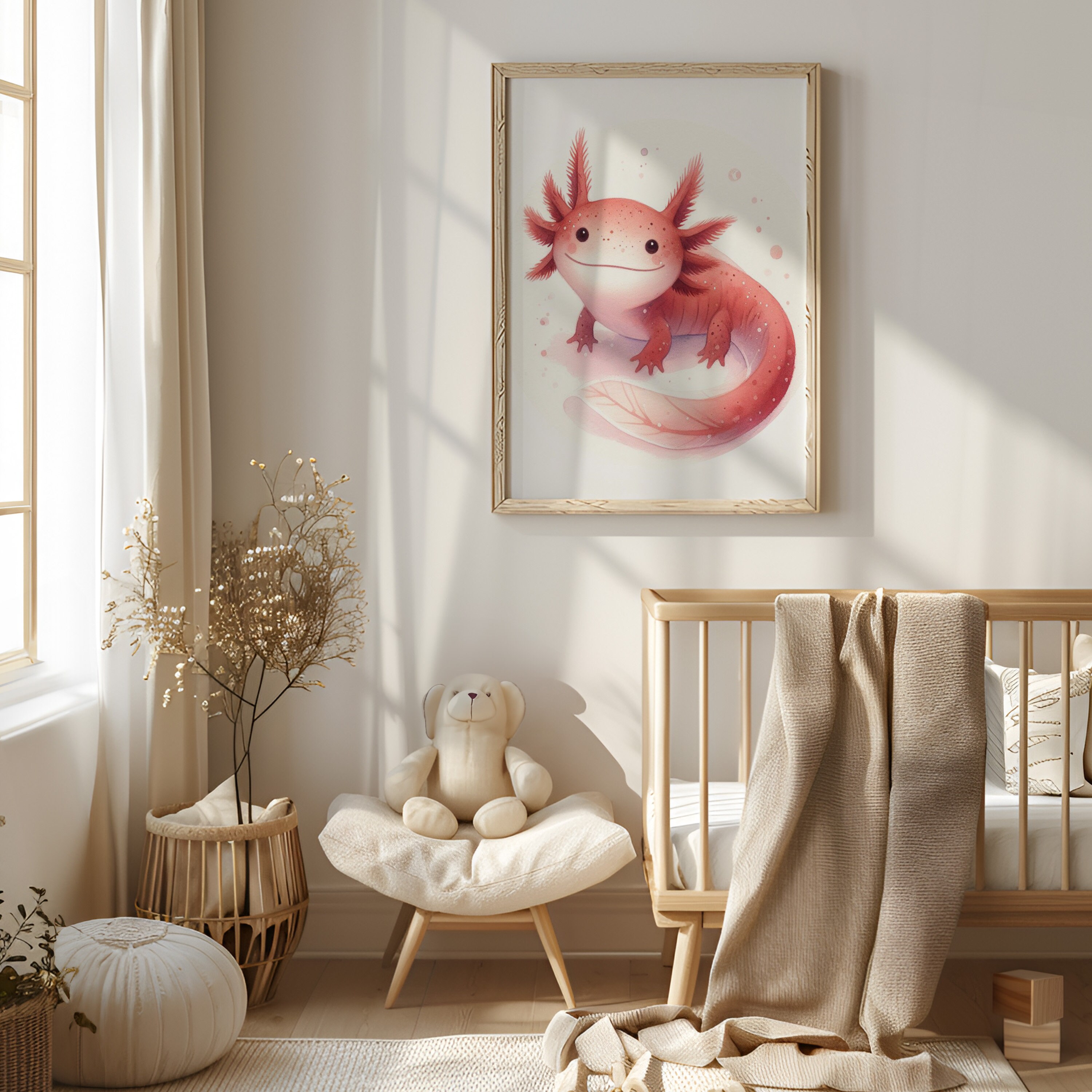 Axolotl Wall Art, Axolotl Print, Digital Art, Wall Art, Digital Prints ...