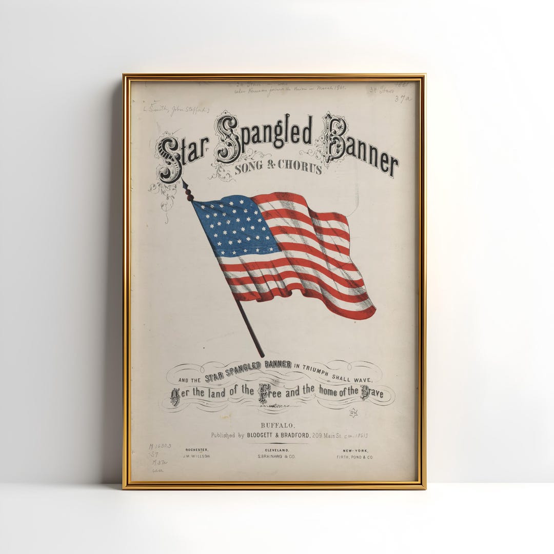 Vintage Star Spangled Banner Print, Our National Song, American Flag ...