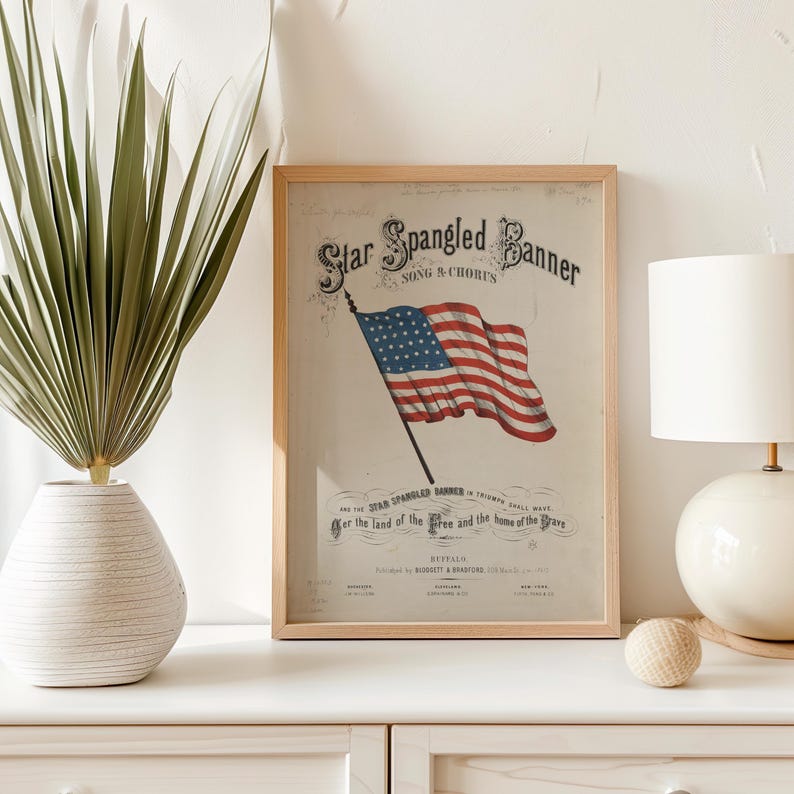 Vintage Star Spangled Banner Print, Our National Song, American Flag ...
