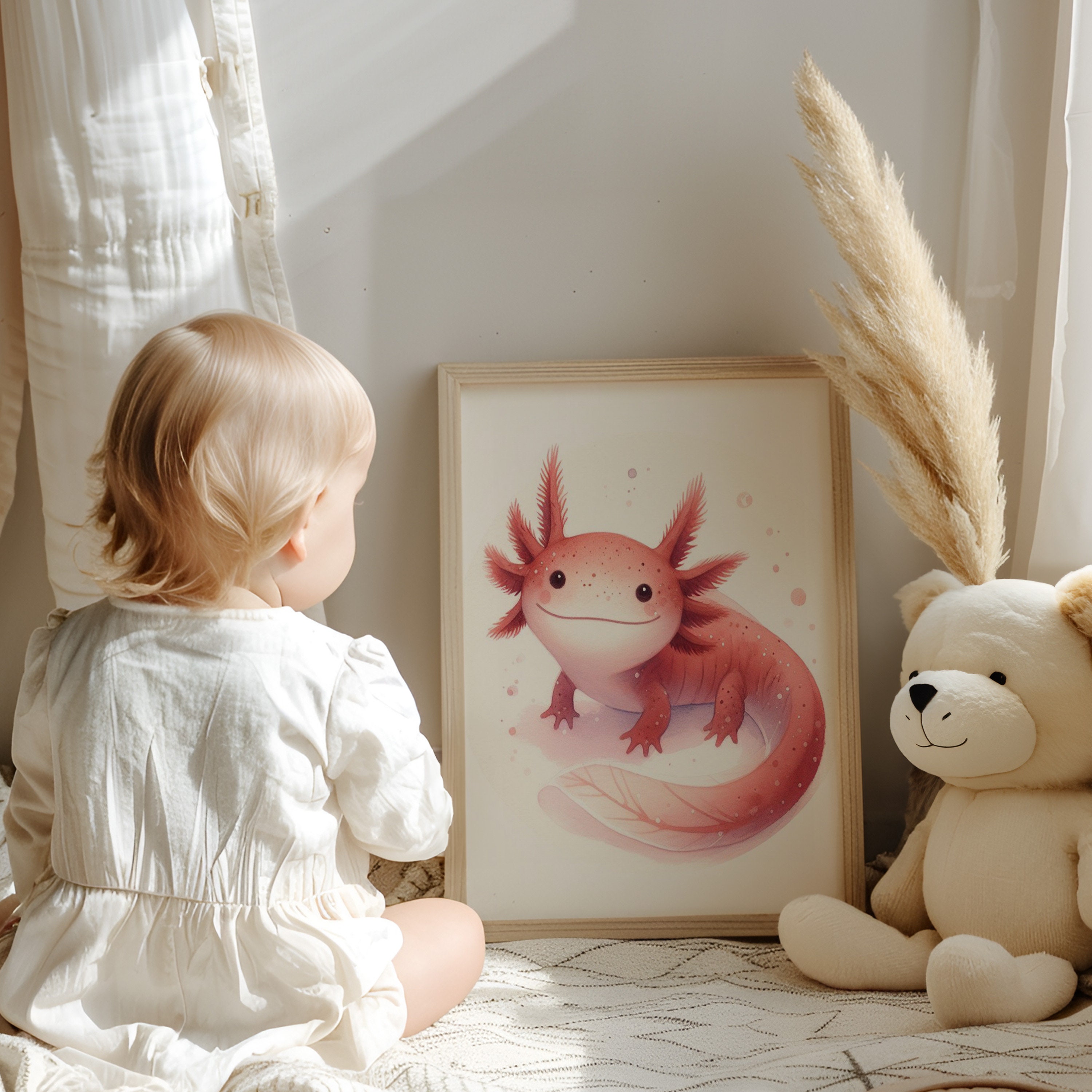 Axolotl Wall Art, Axolotl Print, Digital Art, Wall Art, Digital Prints ...