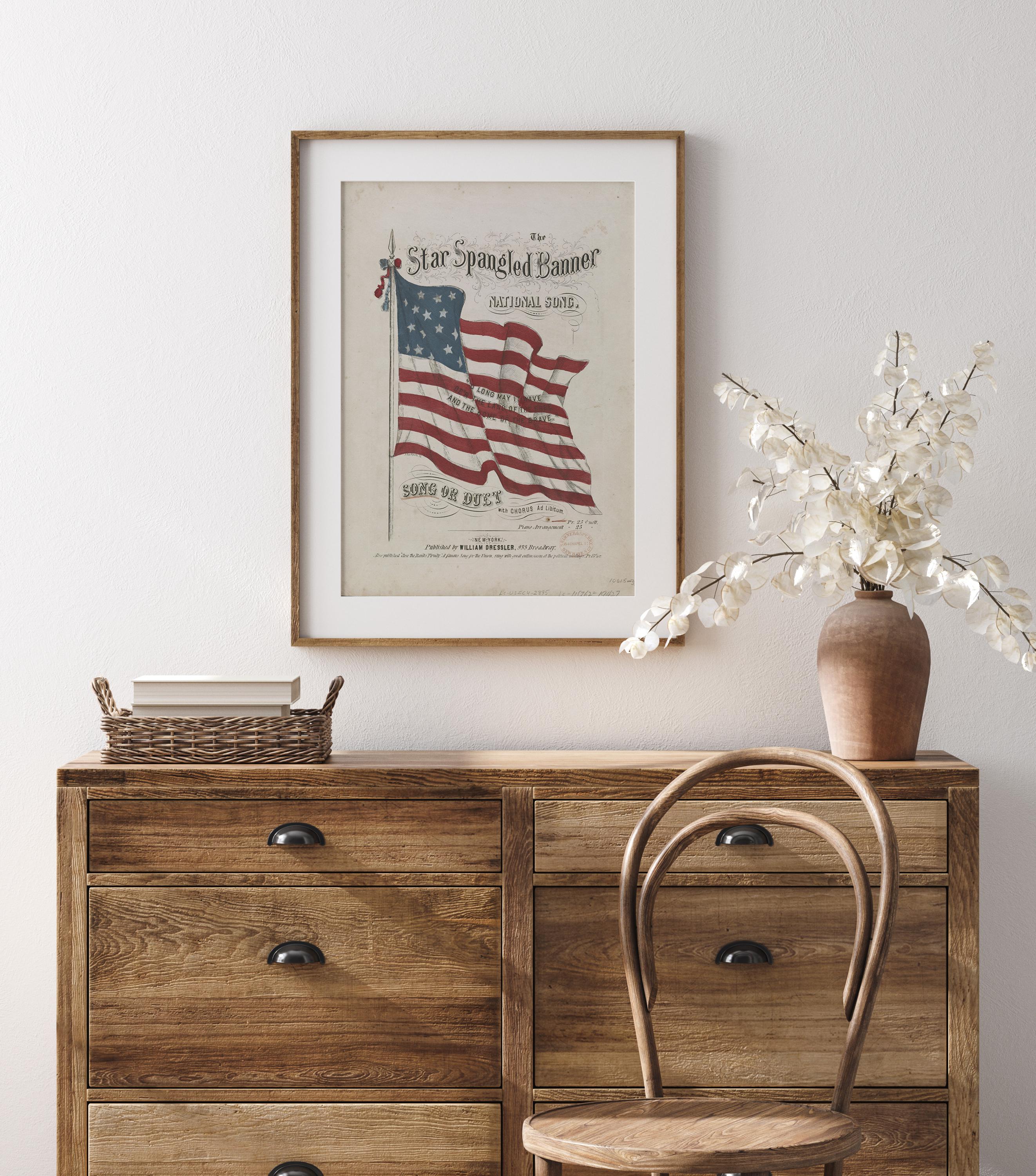 Vintage Star Spangled Banner Print, American Flag Wall Art, Stars and ...