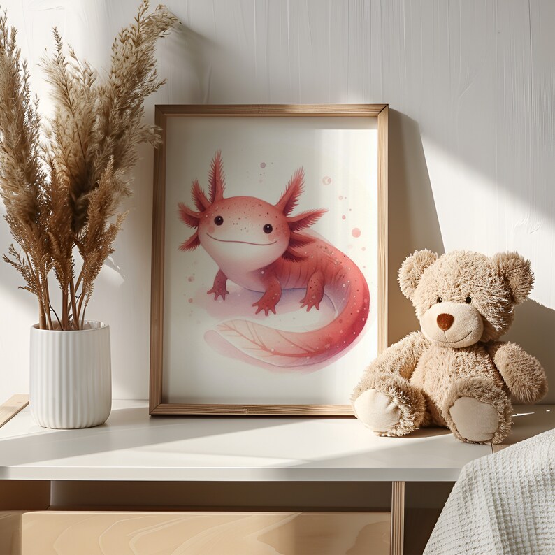 Axolotl Wall Art, Axolotl Print, Digital Art, Wall Art, Digital Prints ...