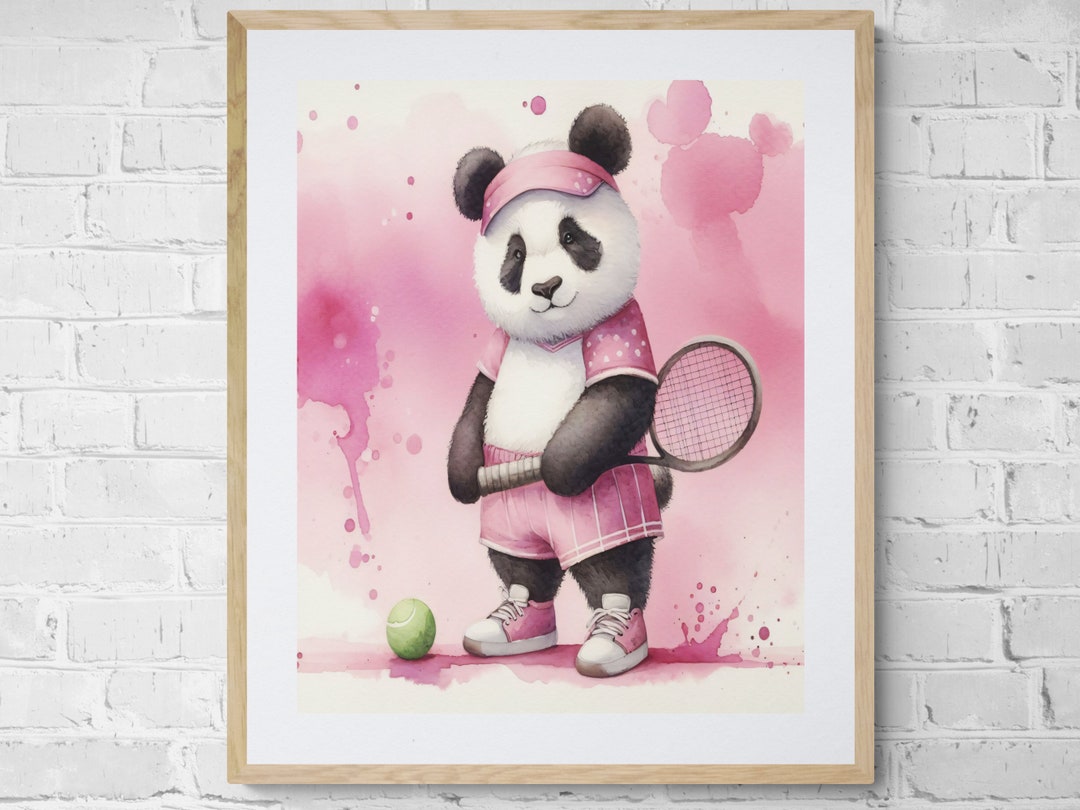 Panda Playing Tennis Nursery Art, Nursery Decor, Digital Art, Wall Art ...
