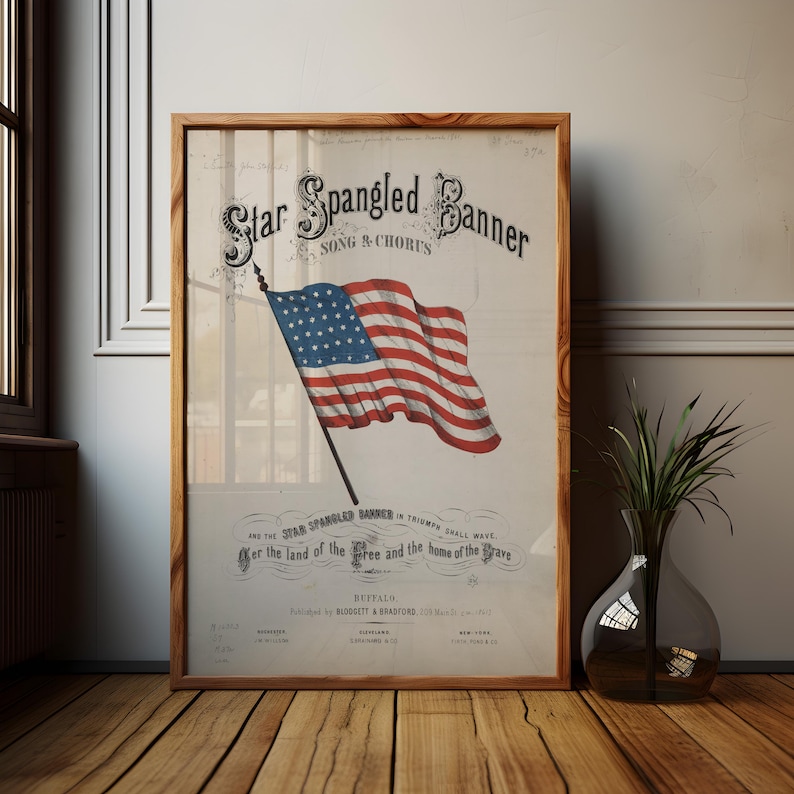 Vintage Star Spangled Banner Print, Our National Song, American Flag ...