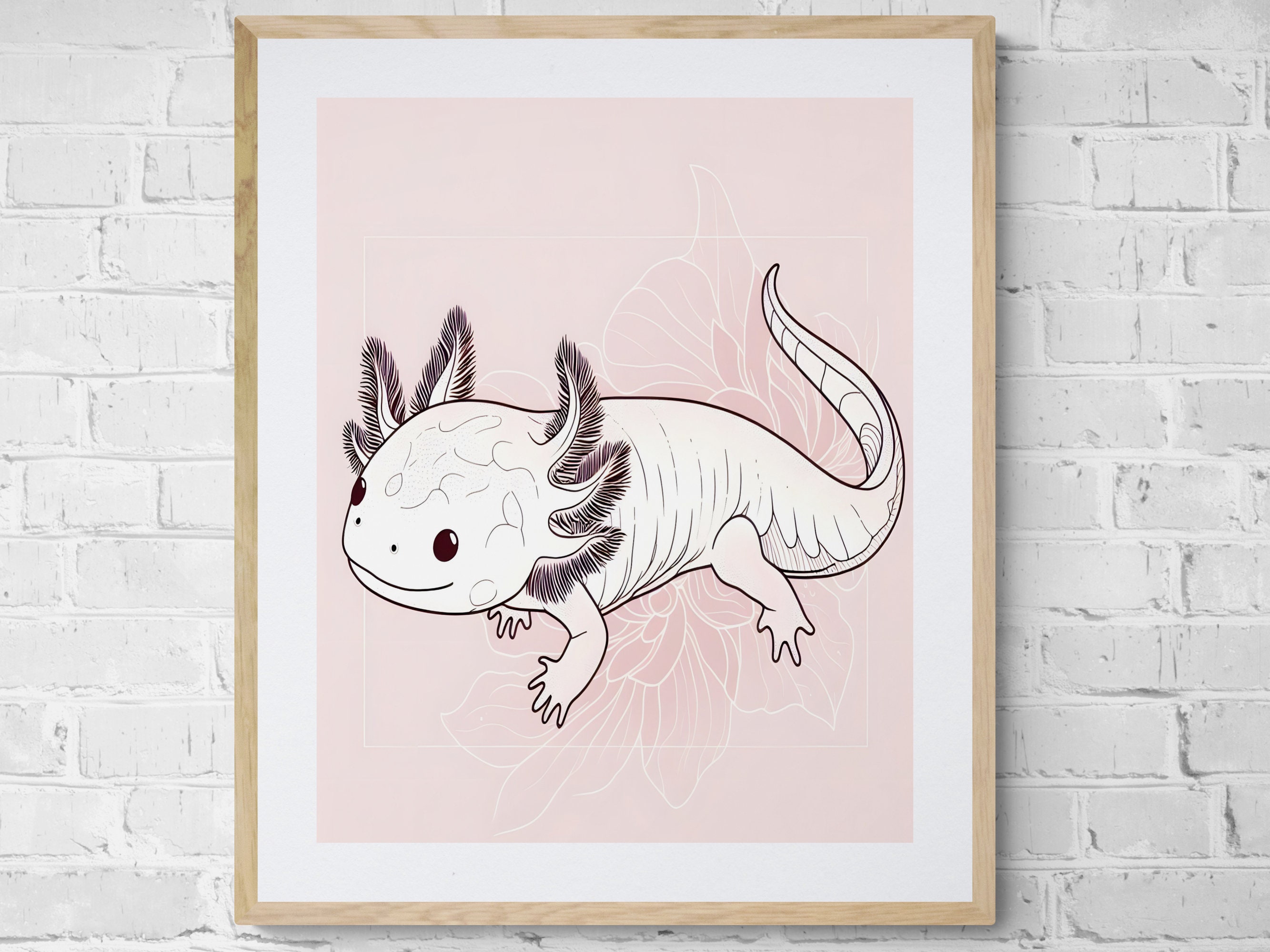 Axolotl Line Art, Axolotl, Nursery Decor, Digital Art, Wall Art ...