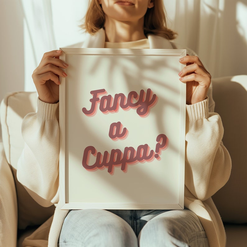 Fancy A Cuppa Print, Kitchen Decor, Kitchen Quote Print, Funny Saying ...