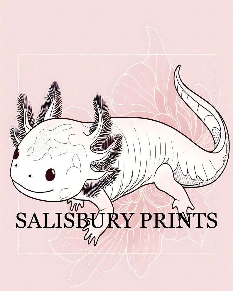 Axolotl Line Art, Axolotl, Nursery Decor, Digital Art, Wall Art ...
