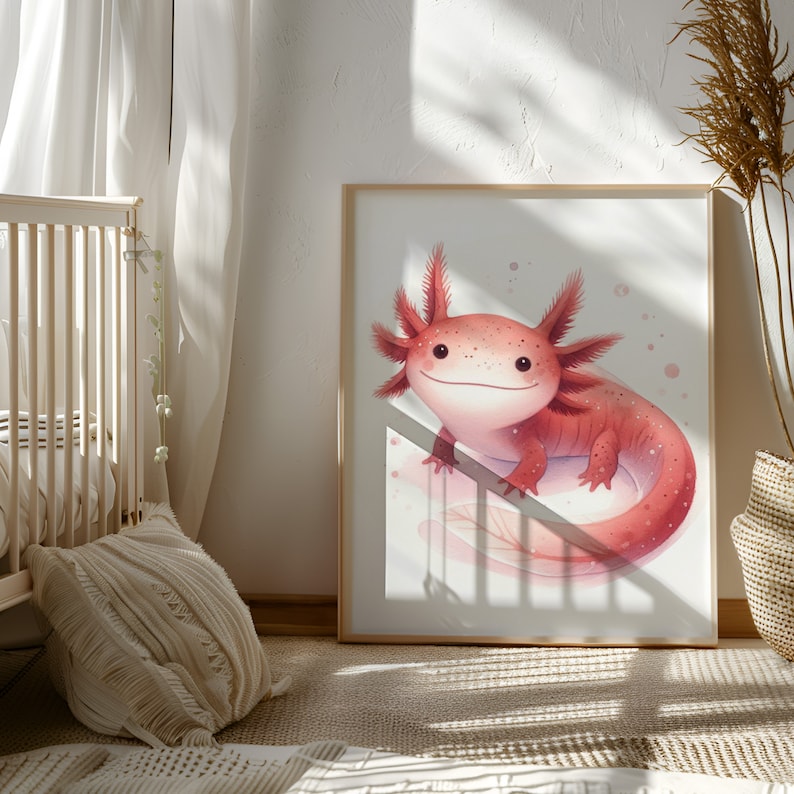 Axolotl Wall Art, Axolotl Print, Digital Art, Wall Art, Digital Prints ...