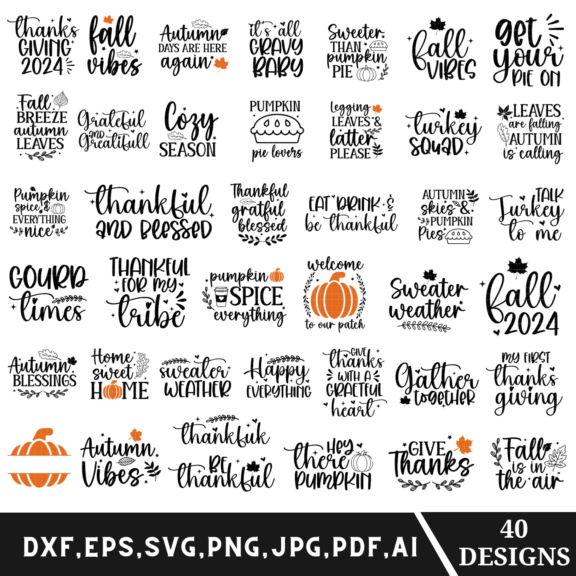 Fall SVG Bundle, Thanksgiving Quotes (digital Download) - Etsy