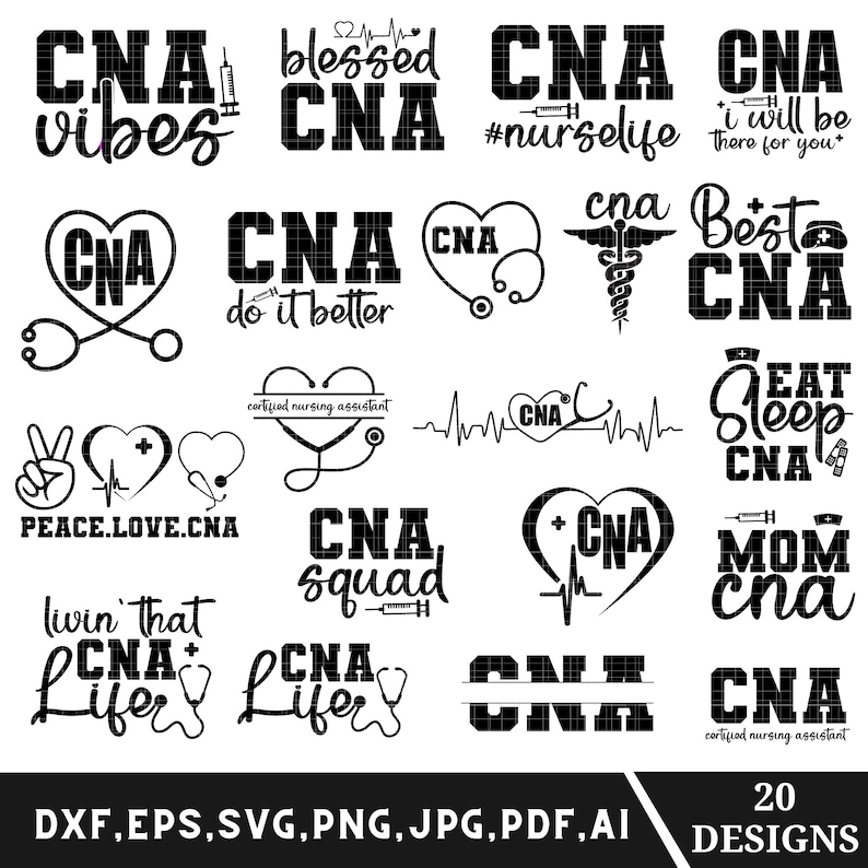 CNA Life SVG Bundle, Nurse Assistant Designs (digital Files) - Etsy
