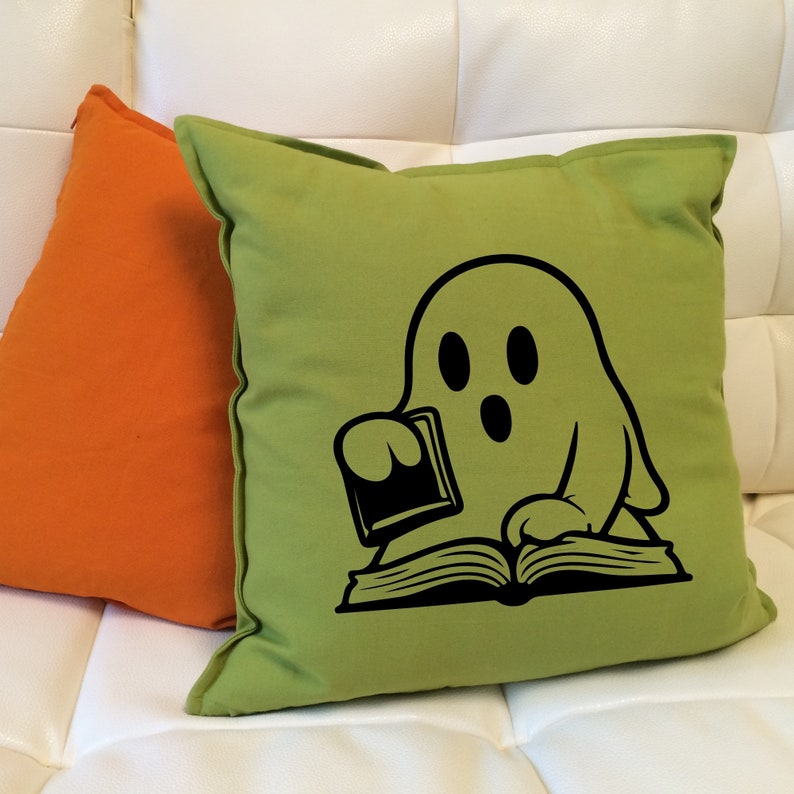 Ghost Reading Book Outline Svg, Bookish Ghost Svg, Ghost Clipart, Cute ...