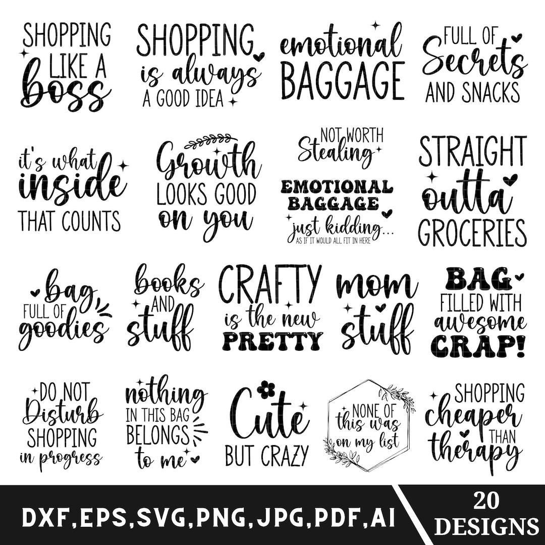 Tote Bag Quotes SVG Bundle, Retro Market Bag Designs (digital Files) - Etsy