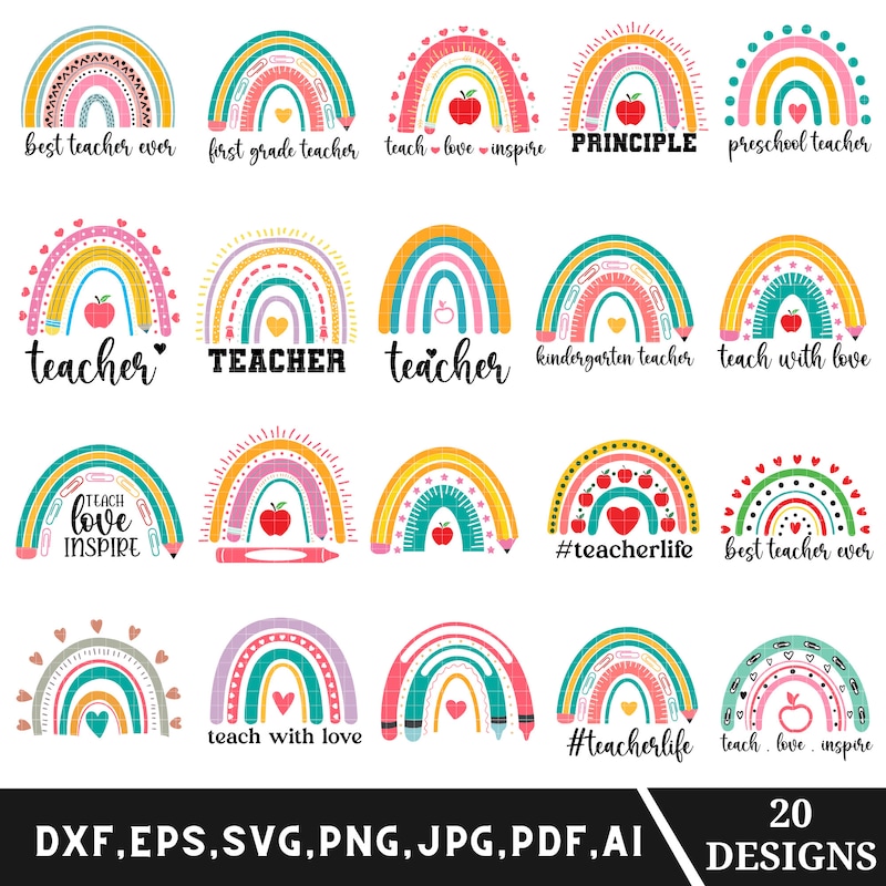 Rainbow Teacher Svg - Etsy