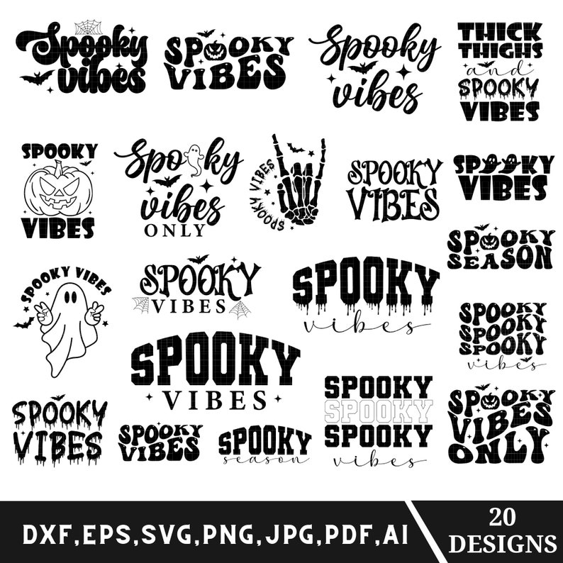 Spooky Vibes SVG Bundle, Halloween Ghost PNG, Commercial Use - Etsy