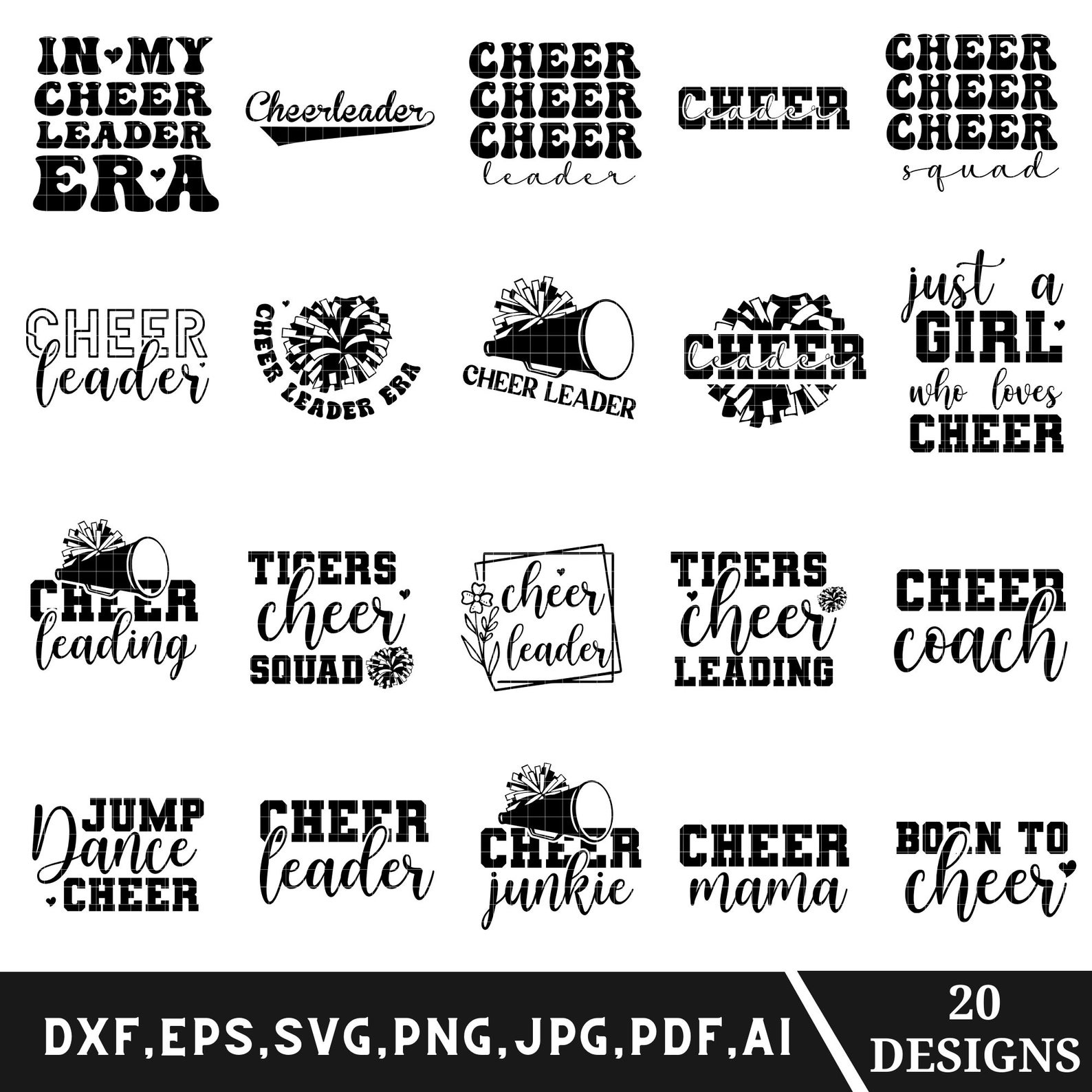 Cheerleader Svg Bundle, Cheer Mom Svg, Cheerleader Silhouette, Cheer ...