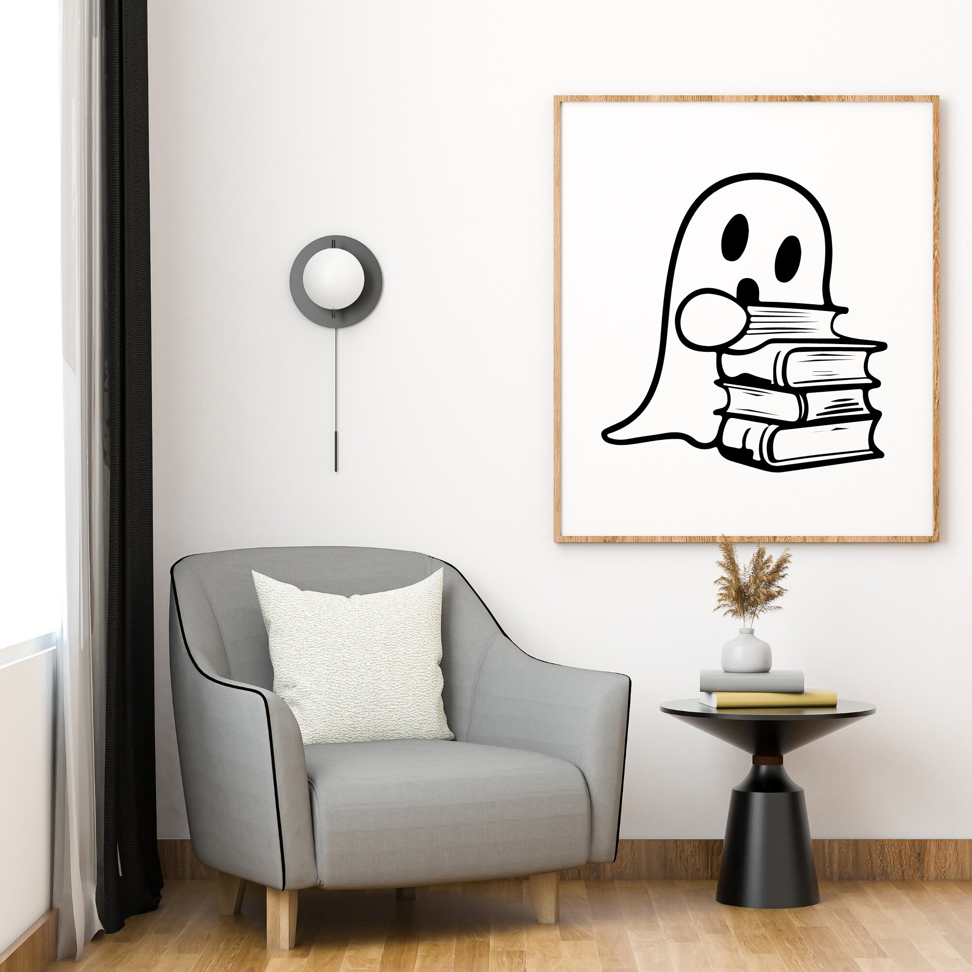 Ghost Reading Book Outline Svg, Bookish Ghost Svg, Ghost Clipart, Cute ...