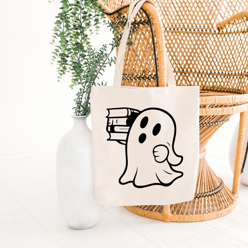 Ghost Reading Book Outline Svg, Bookish Ghost Svg, Ghost Clipart, Cute ...