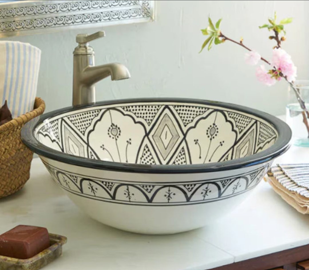 Boho Sink a Masterpiece of Moroccan Craftsmanship,pottery Sink,bathroom ...