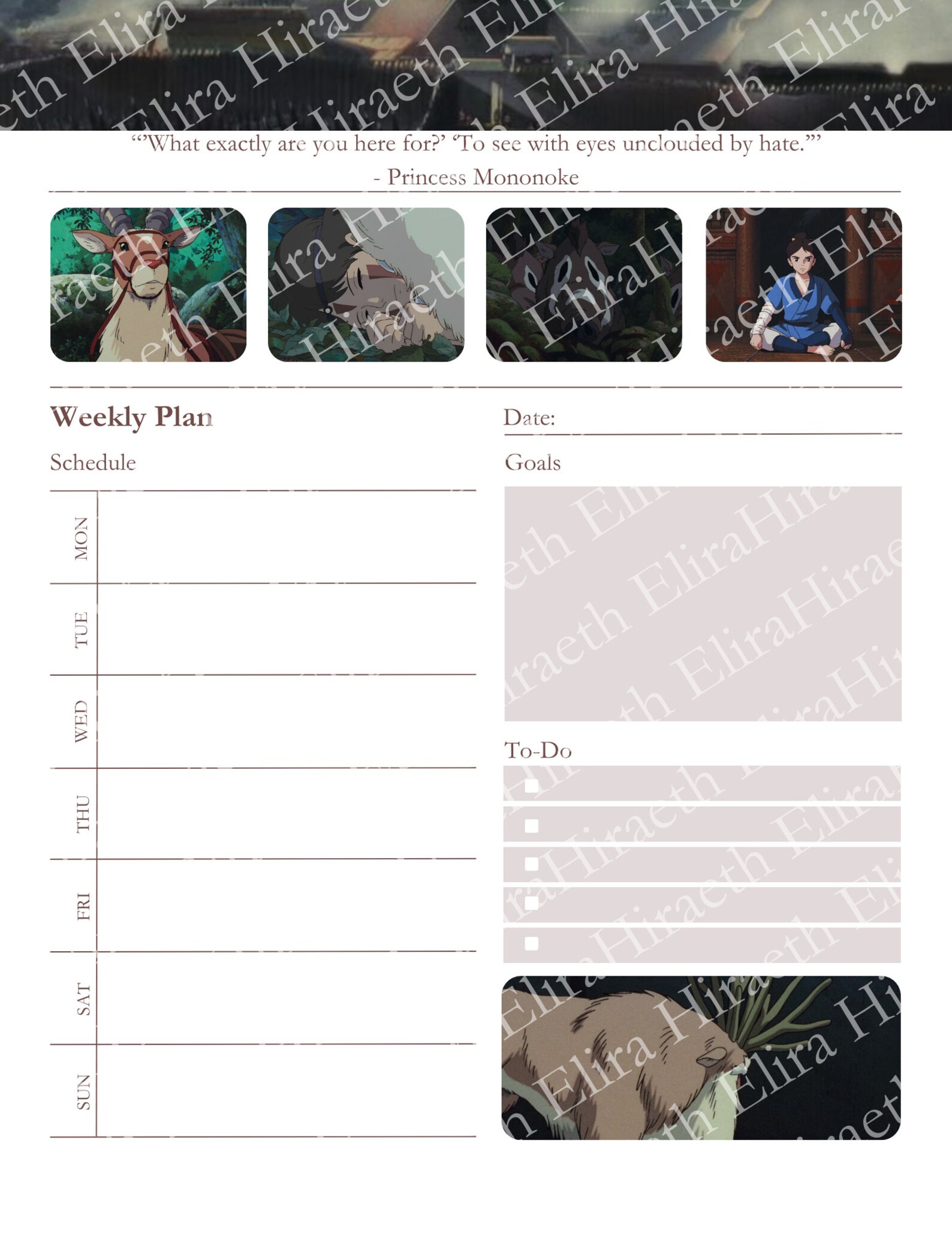 Princess Mononoke - Studio Ghibli Planner - Etsy