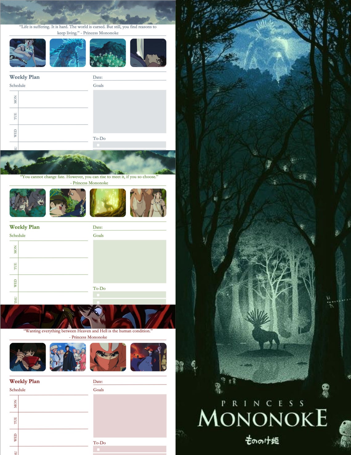 Princess Mononoke - Studio Ghibli Planner - Etsy