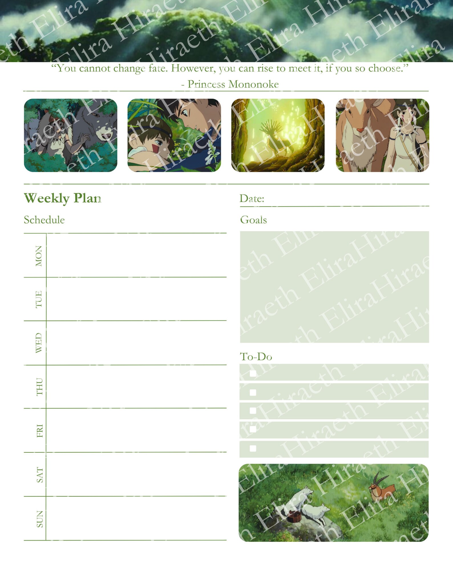 Princess Mononoke - Studio Ghibli Planner - Etsy