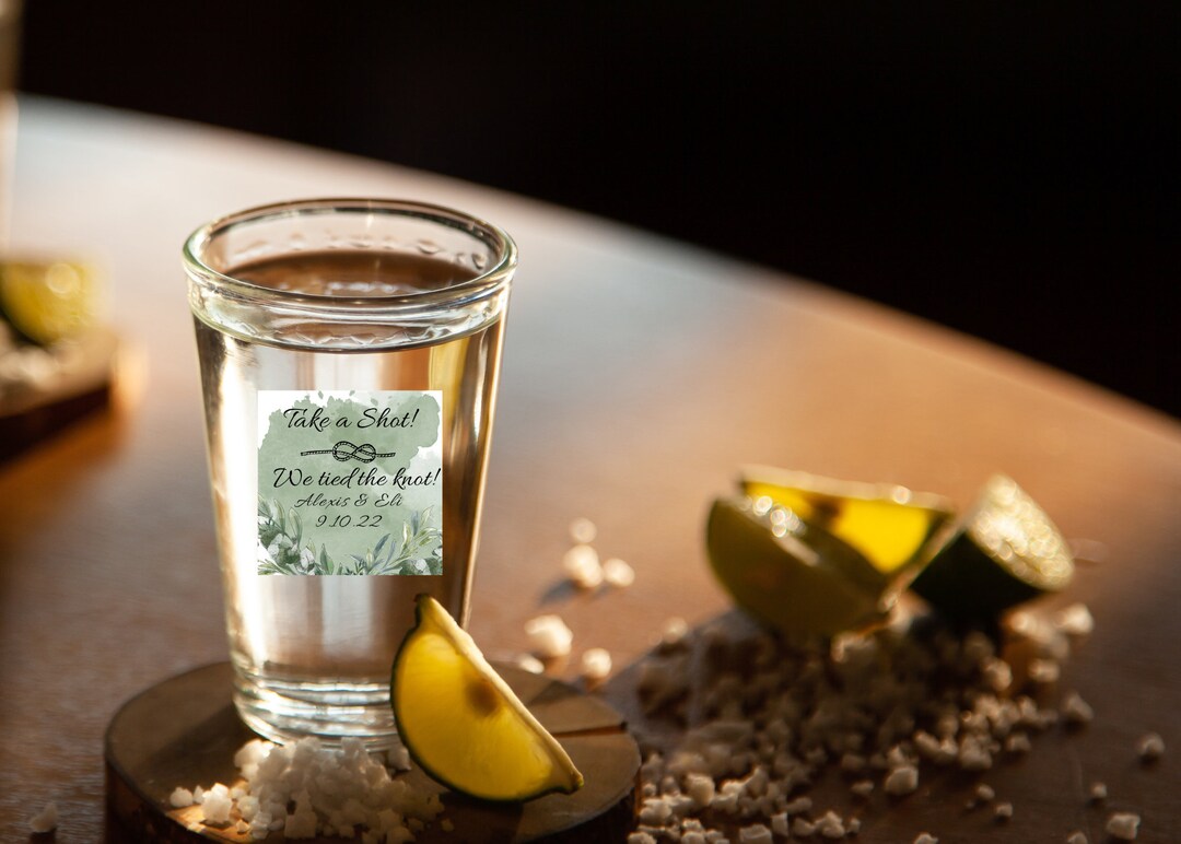 Rustic Wedding Shot Glass Sticker - Etsy