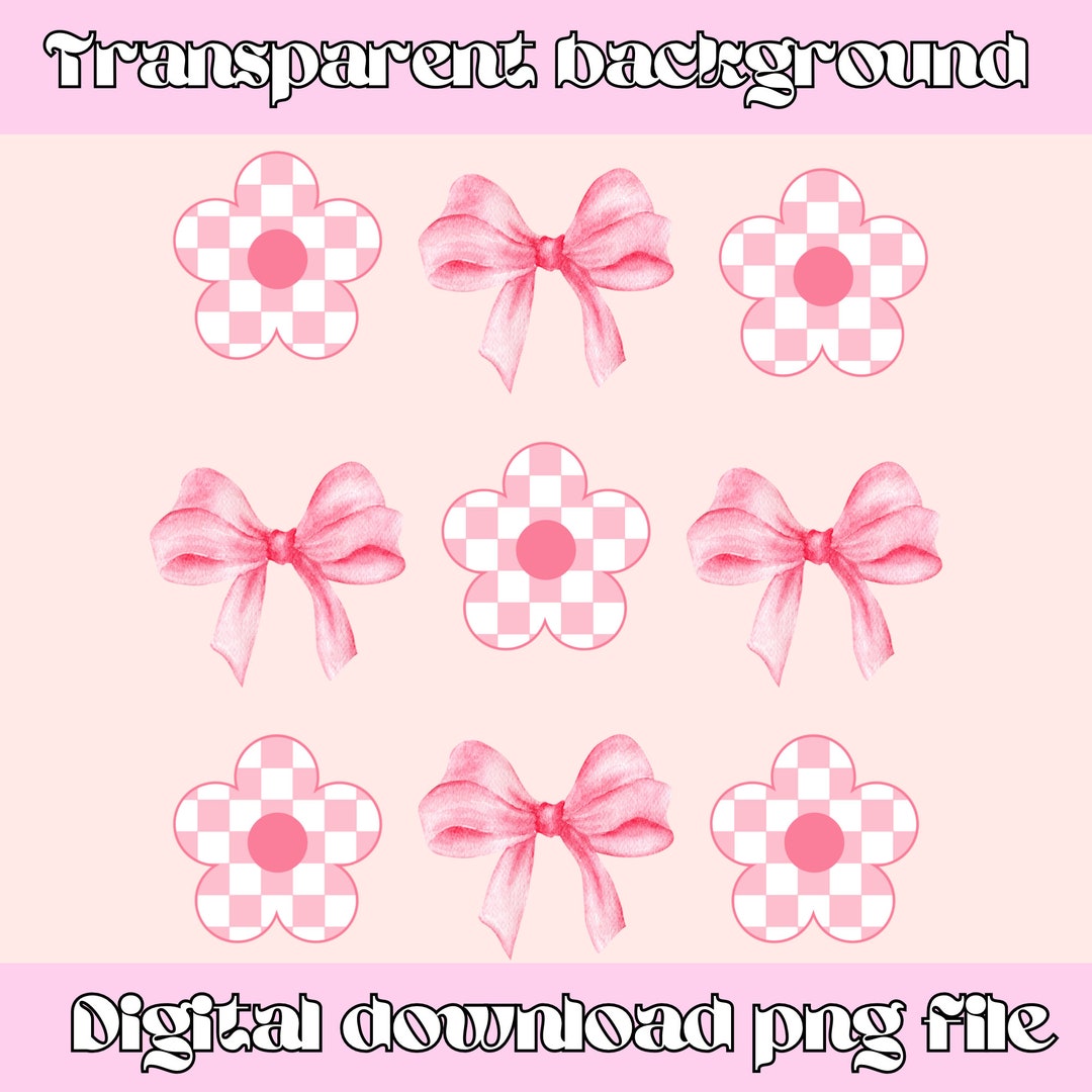 Flower Coquette PNG Flower Retro Pink Coquette Ribbon Bow Daisy Flower ...