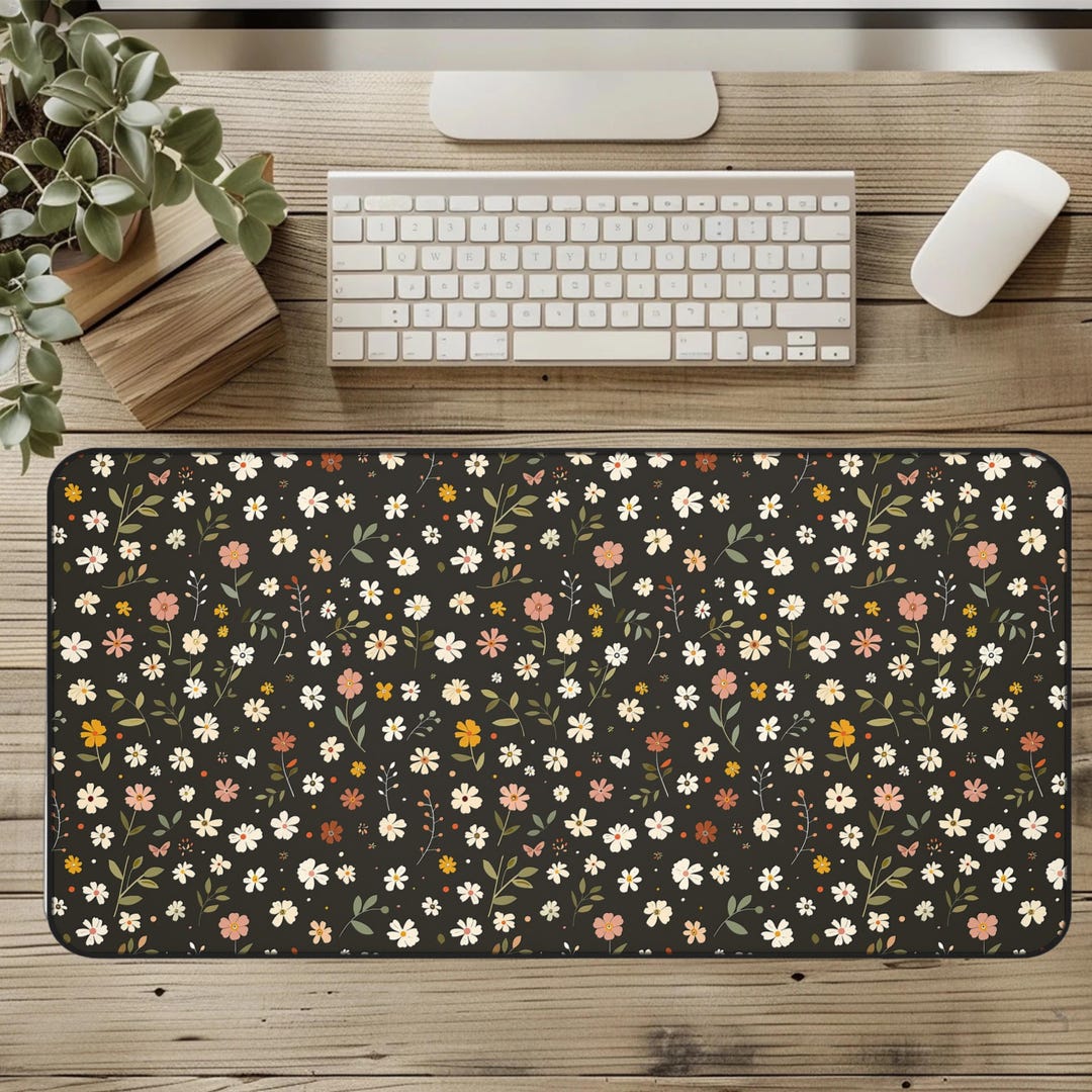 Floral Desk Mat, Cute Floral Desk Pad, Flower Desktop Mat, Boho ...