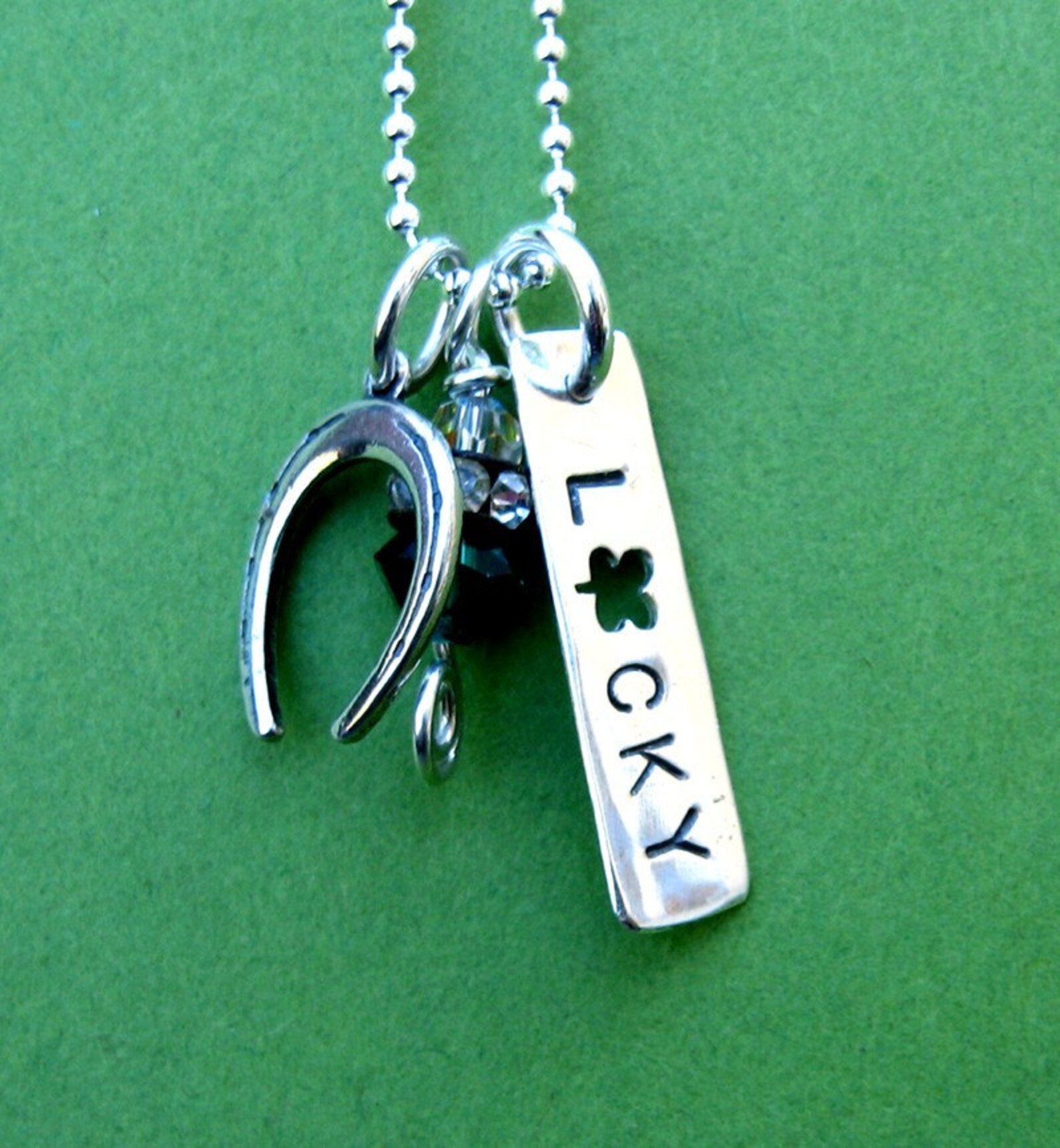 Lucky charms sterling silver necklace .. I Feel Lucky.. | Etsy