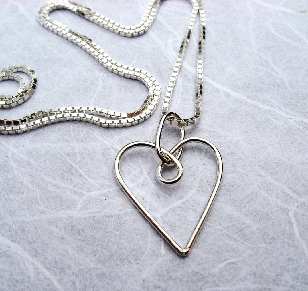 Simple Sterling Silver Heart Necklace - Etsy
