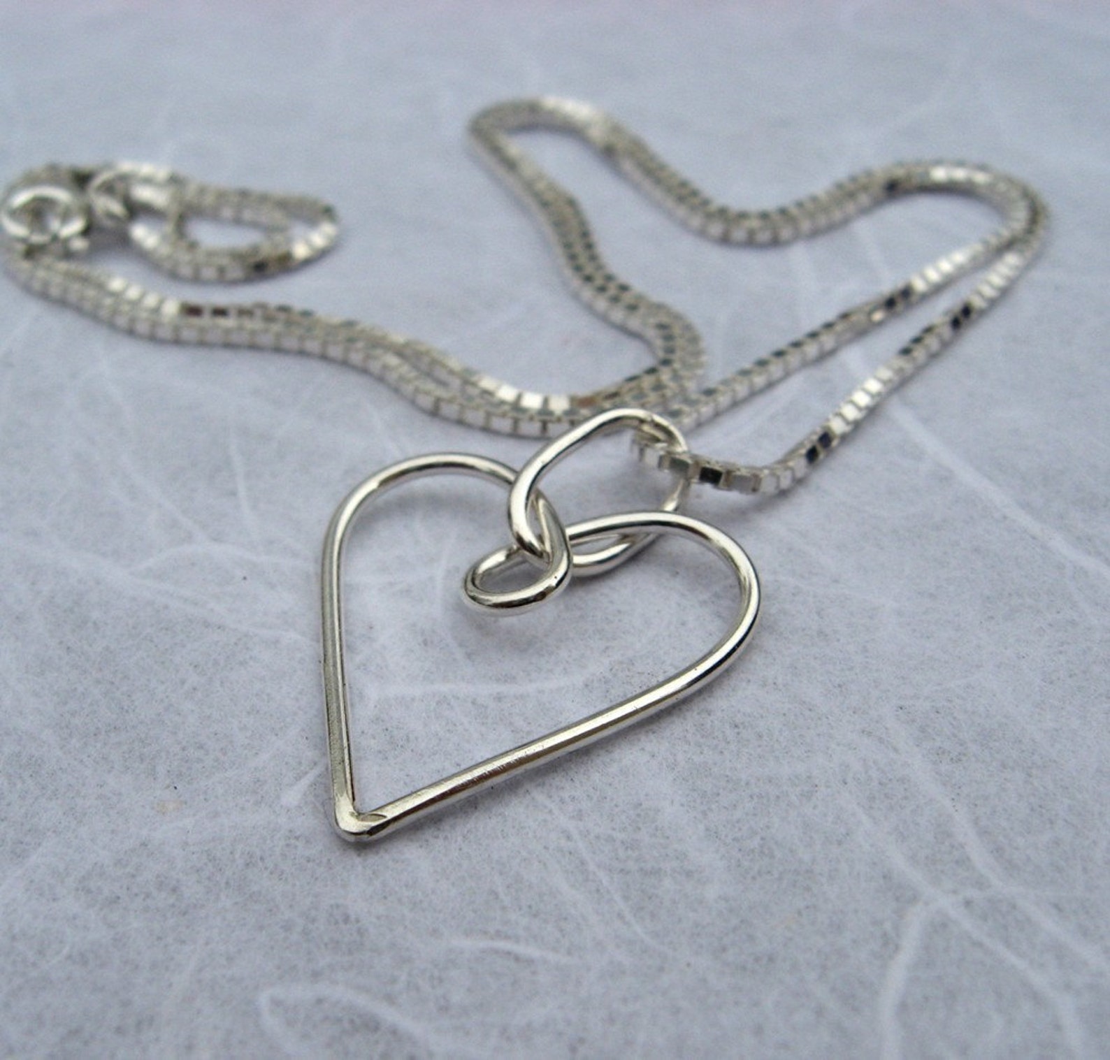 Simple Sterling Silver Heart Necklace | Etsy