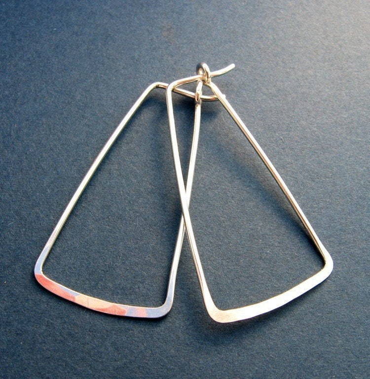 Sterling Silver Triangle Hoops Geometric Trapezoid Rectangle - Etsy