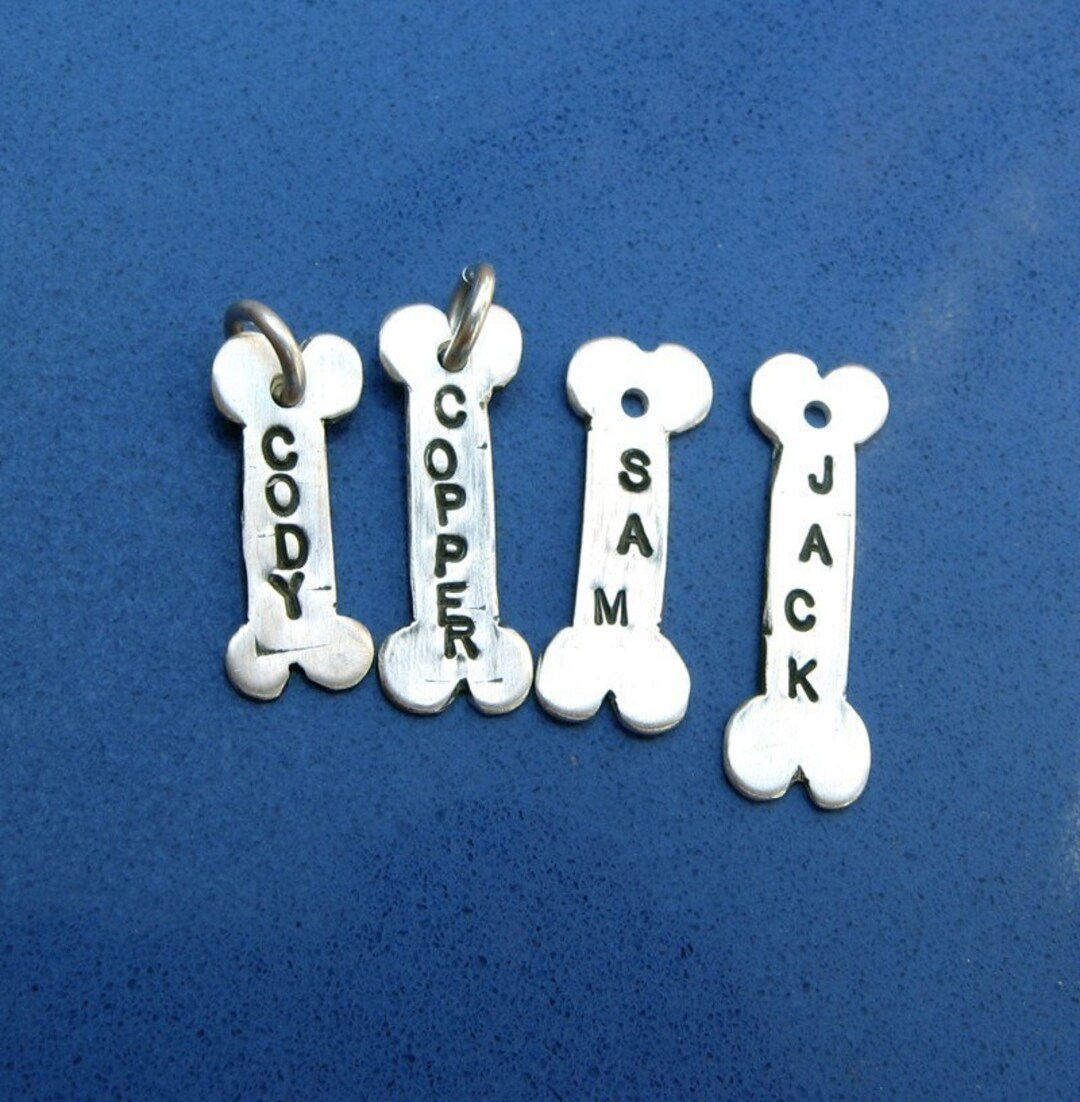 TWO Dog Bone Name Tags in Sterling Silver Pendant Charm No Chain! - Etsy