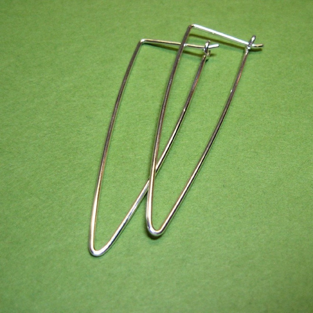 Long Triangle Silver Hoops. Sterling Silver Hoops 2-in Tall Triangle ...