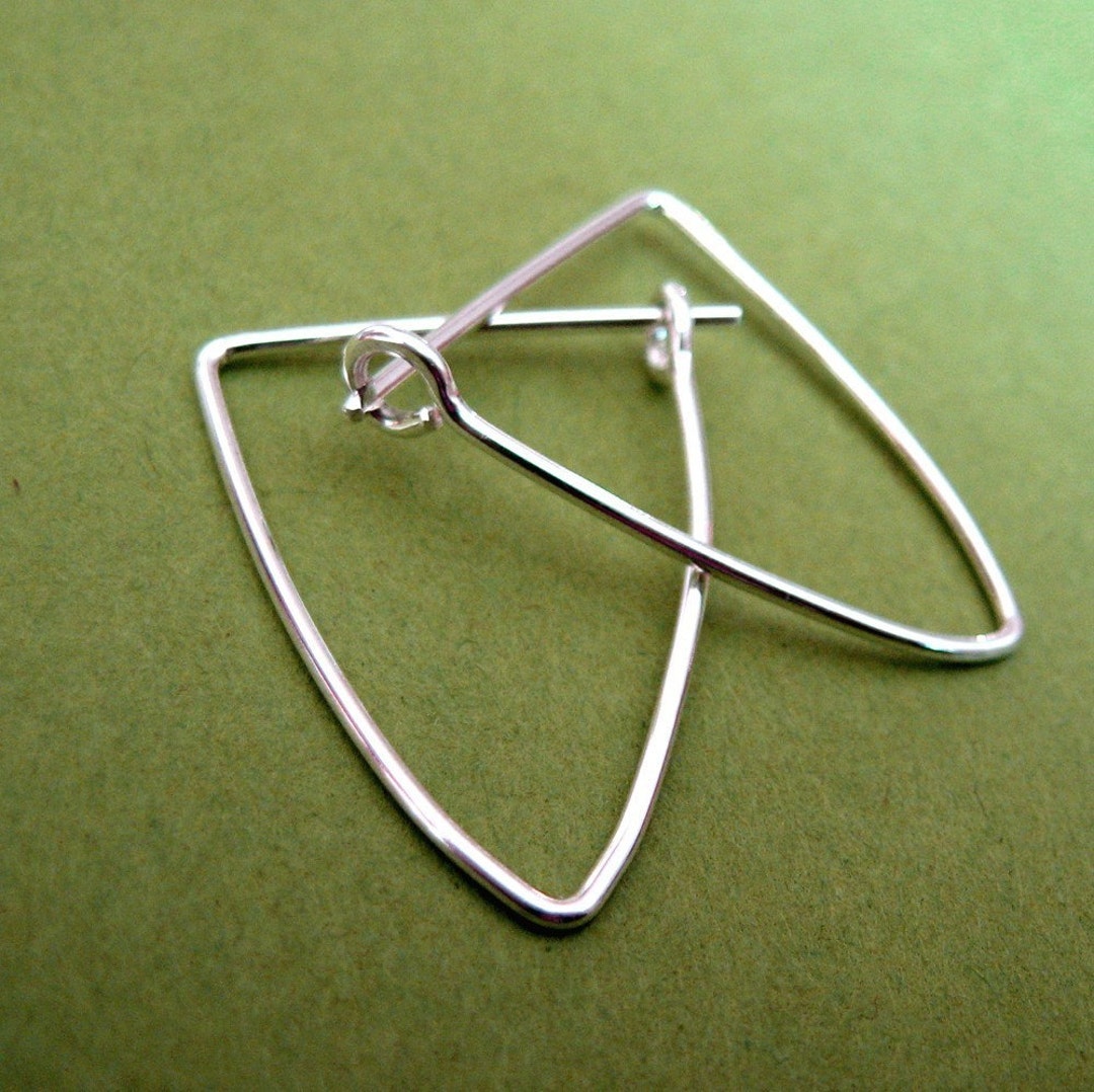 Sterling Silver Triangle Hoop Earrings - Geometric Dangle Earrings - Etsy