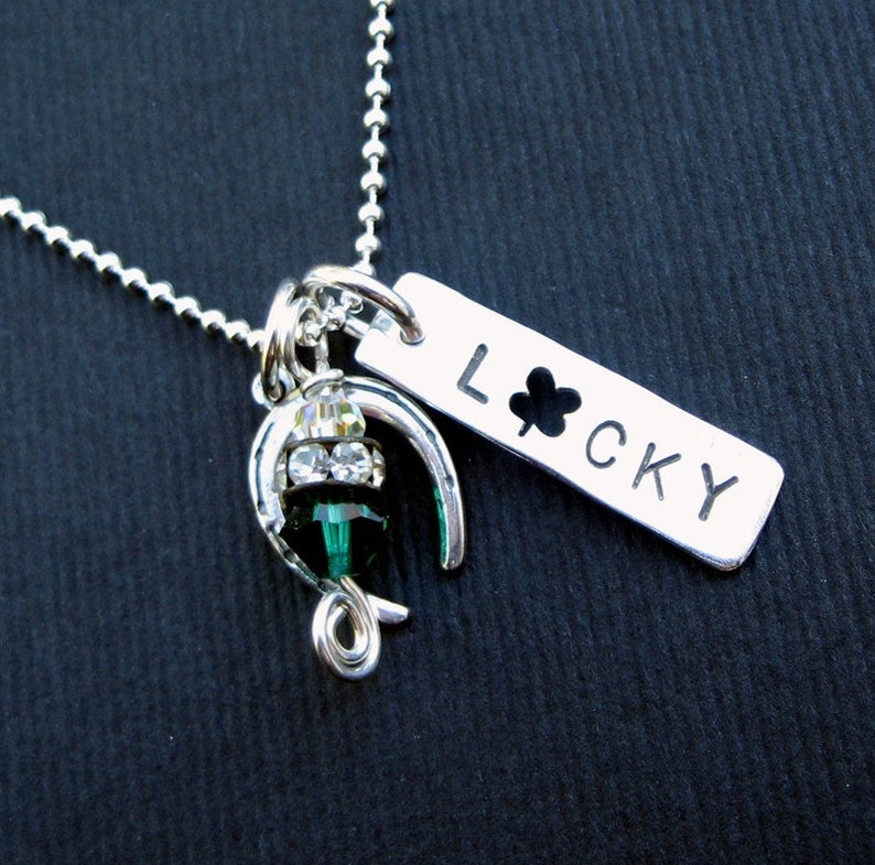 Lucky charms sterling silver necklace .. I Feel Lucky.. | Etsy