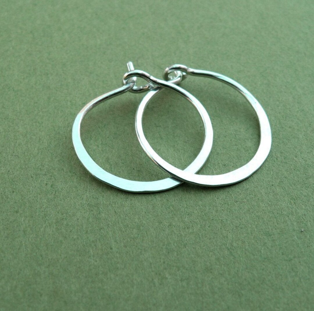 Tiny Sterling Silver Hammered Hoops 18ga or 20ga, 5/8 Inch - Etsy