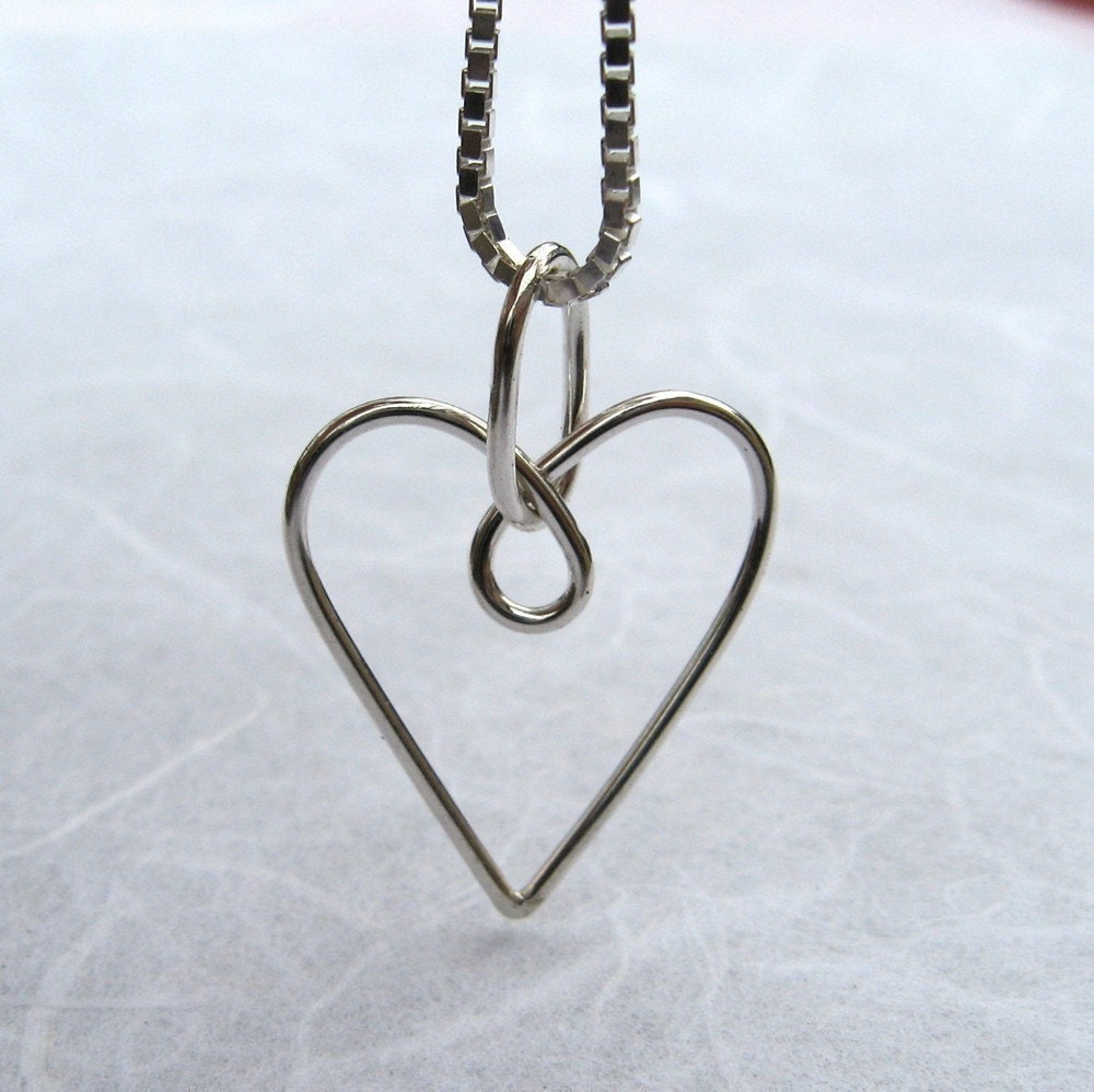 Simple Sterling Silver Heart Necklace - Etsy