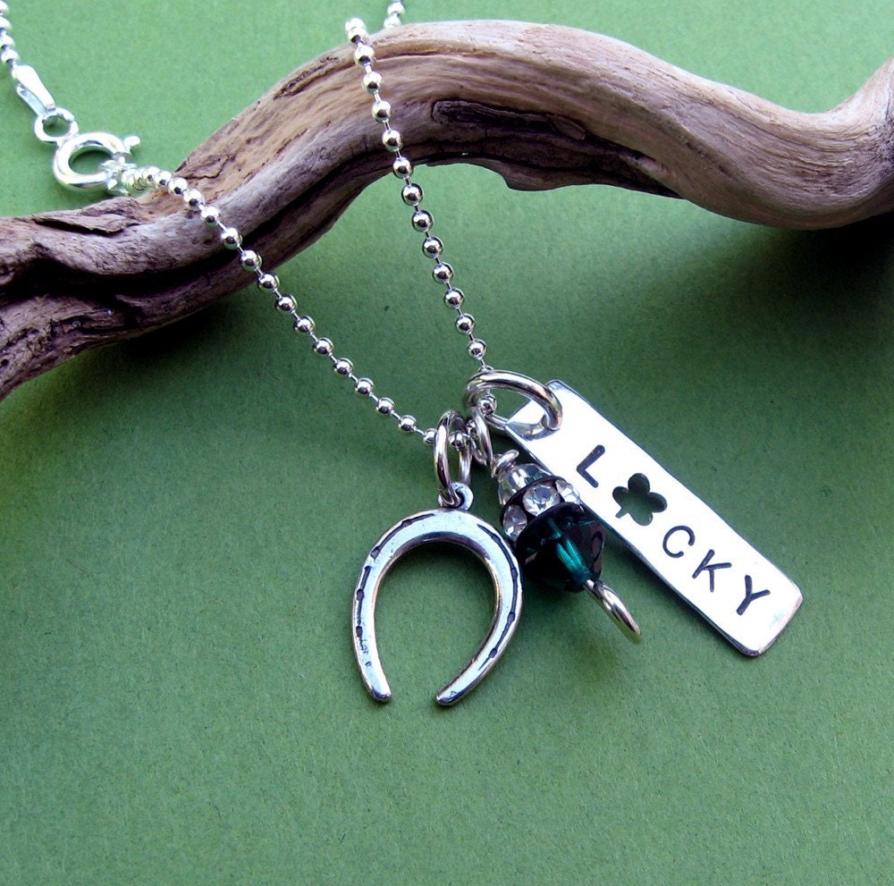 Lucky charms sterling silver necklace .. I Feel Lucky.. | Etsy