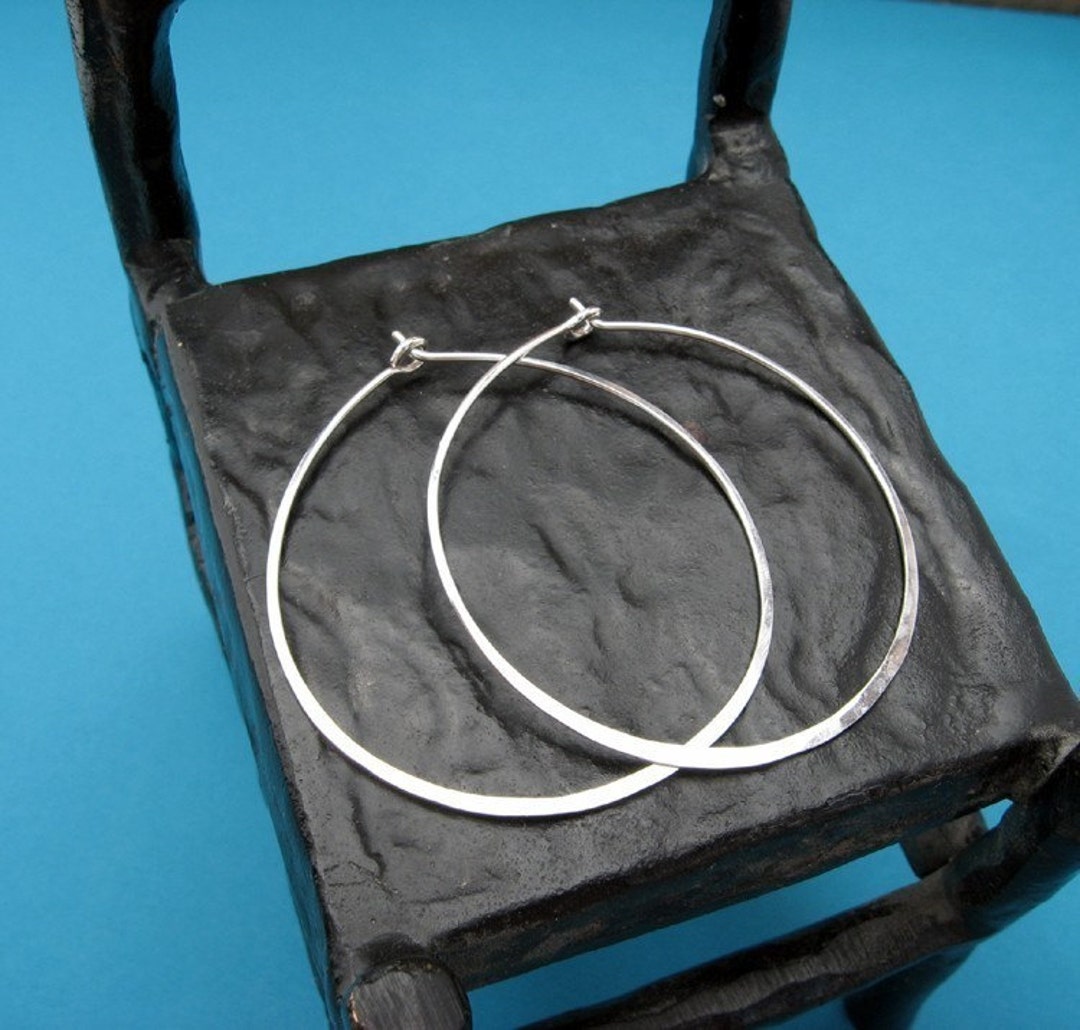 Sterling Silver 2 Inch 16 Ga Hammered Hoops - Ginormous, XXL - Etsy