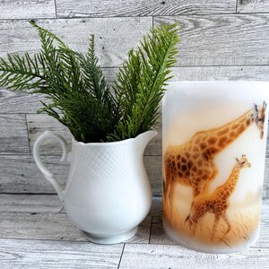 Mama Giraffe and Baby on Extra Large Real Wax Flameless Candle, Unique ...