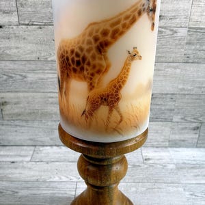Mama Giraffe and Baby on Extra Large Real Wax Flameless Candle, Unique ...