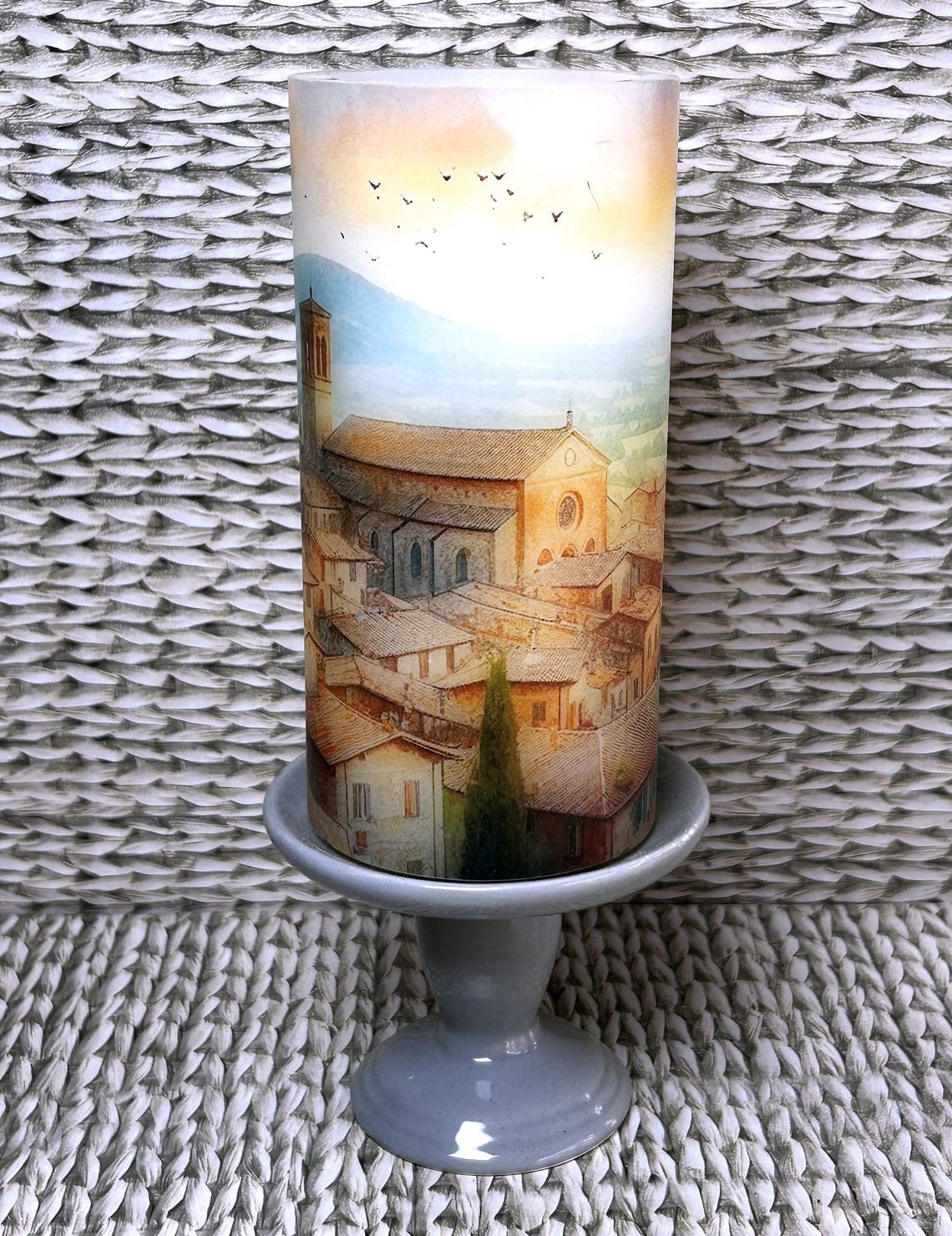 Italian Rooftops, Real Wax Flameless Candle, Water Color Style Image ...