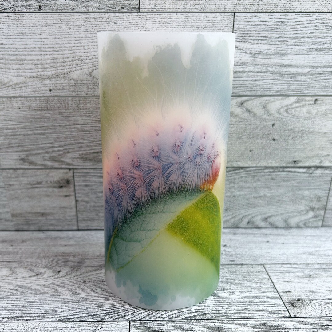 Fuzzy Purple Caterpillar, Real Wax Flameless Candle, Bright and ...